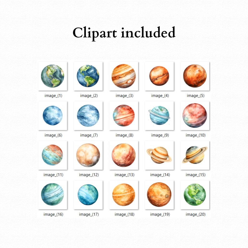 Planets Clipart, Watercolor, Galaxy Clipart, Universe, Png, Outer Space ...
