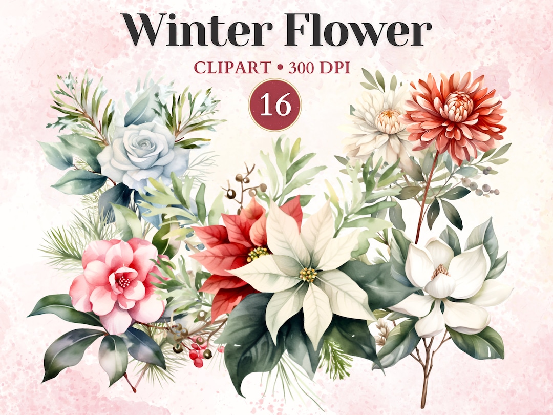 Winter Flower Clipart, Floral Clipart, Frozen Flower, Winter, Tulip ...