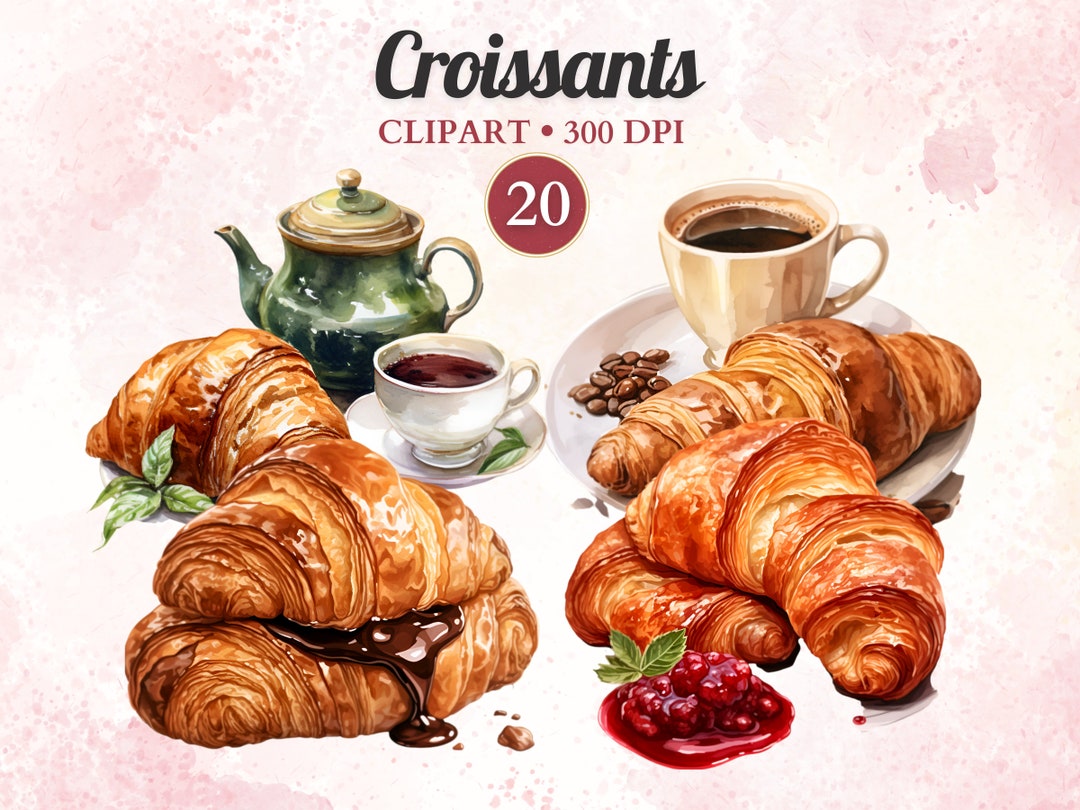 Croissants Clipart, French Bakery Clipart, French Sweets, Pastry ...