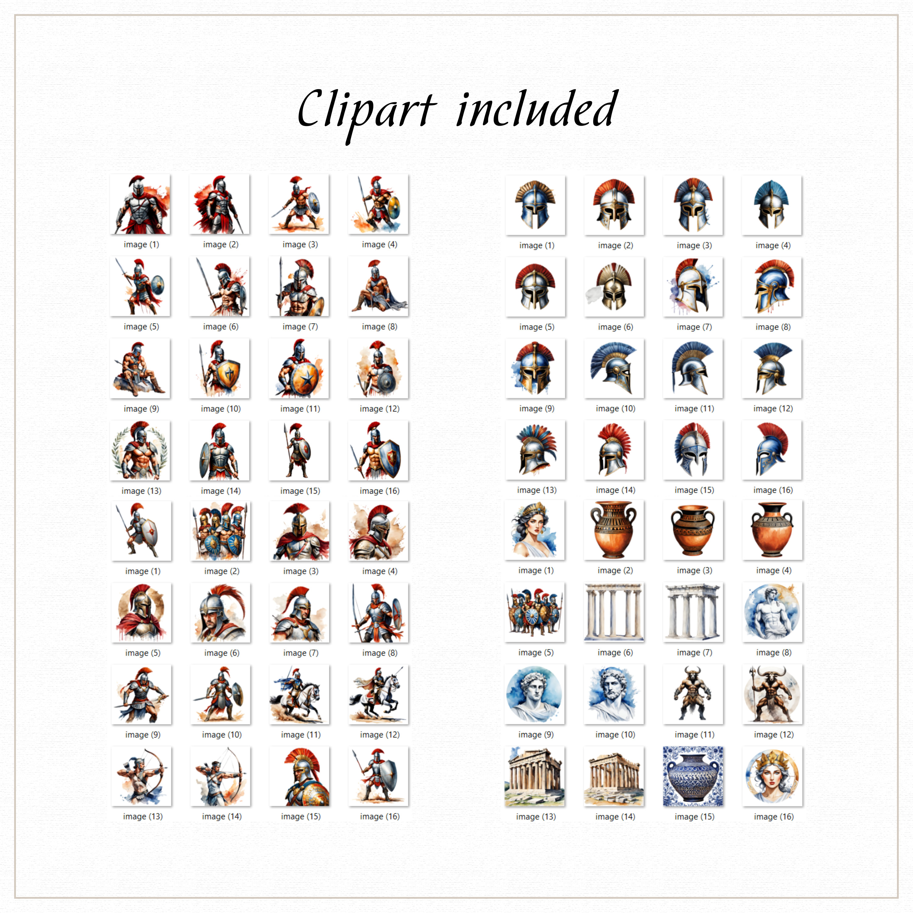 Ancient Greek Clipart Bundle, Greek Warrior Clipart, Sparta, Gladiator ...