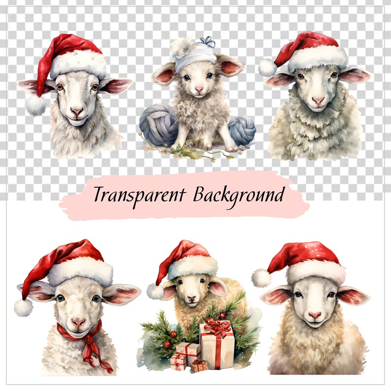 Christmas Sheep Clipart, Sheep Png, Lamb Clipart, Cute Animal Clipart ...