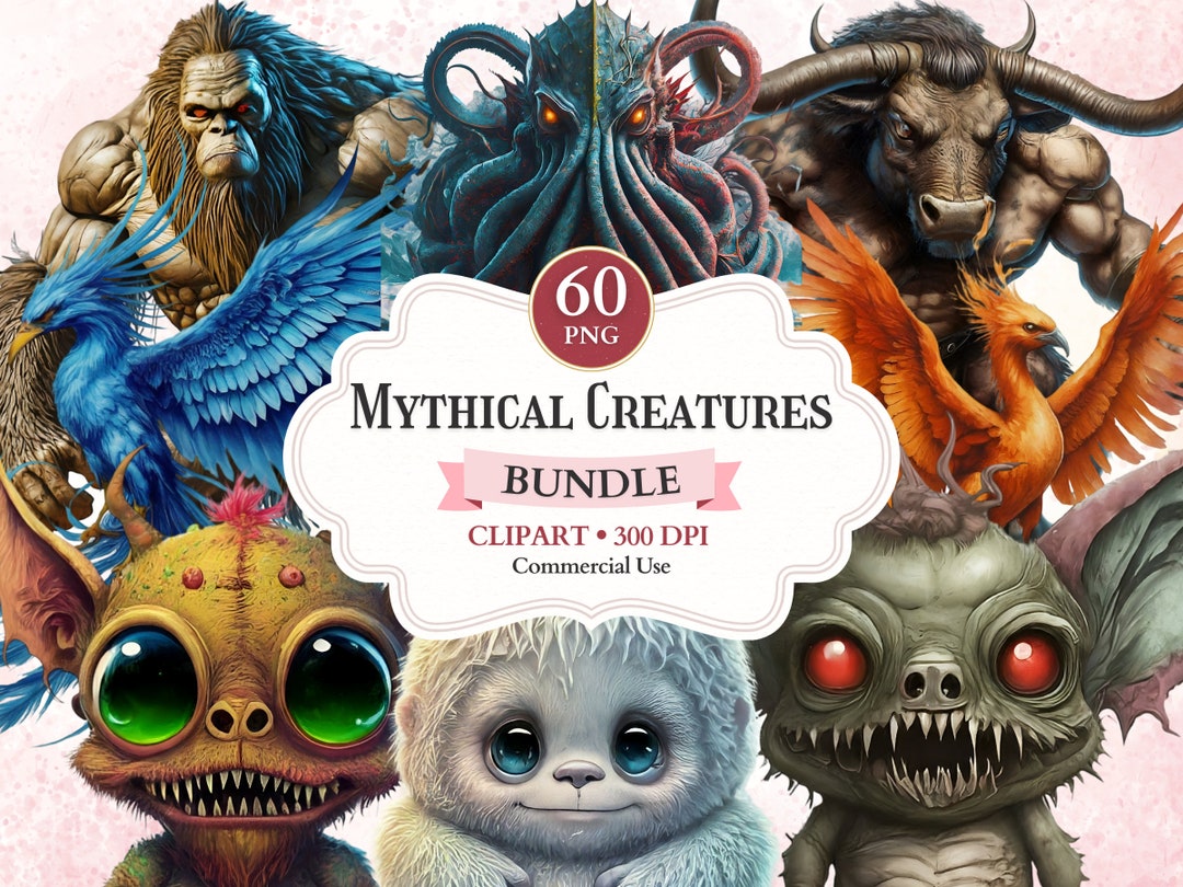 Mythical Creature Clipart Bundle, Mystical Creature, Mythical Monster ...