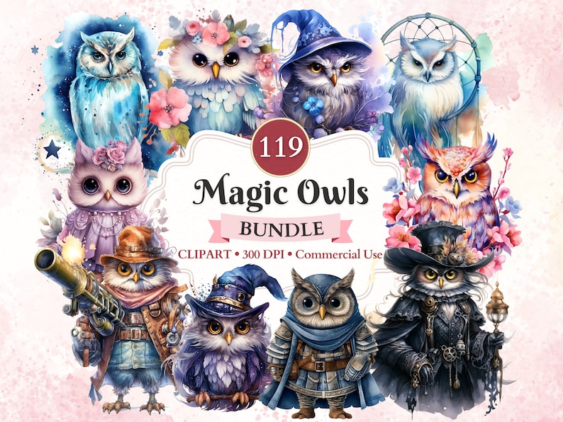 Magic Owls Clipart Bundle Celestial Owl Wiccan Sublimation - Etsy