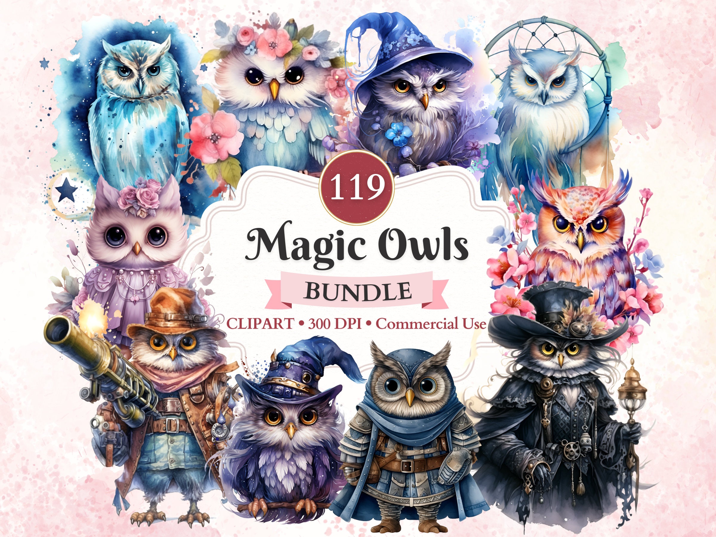 Magic Owls Clipart Bundle Celestial Owl Wiccan Sublimation - Etsy