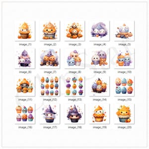 Kawaii Cupcake Clipart, Watercolor Halloween Png, Food Clipart, Cute ...