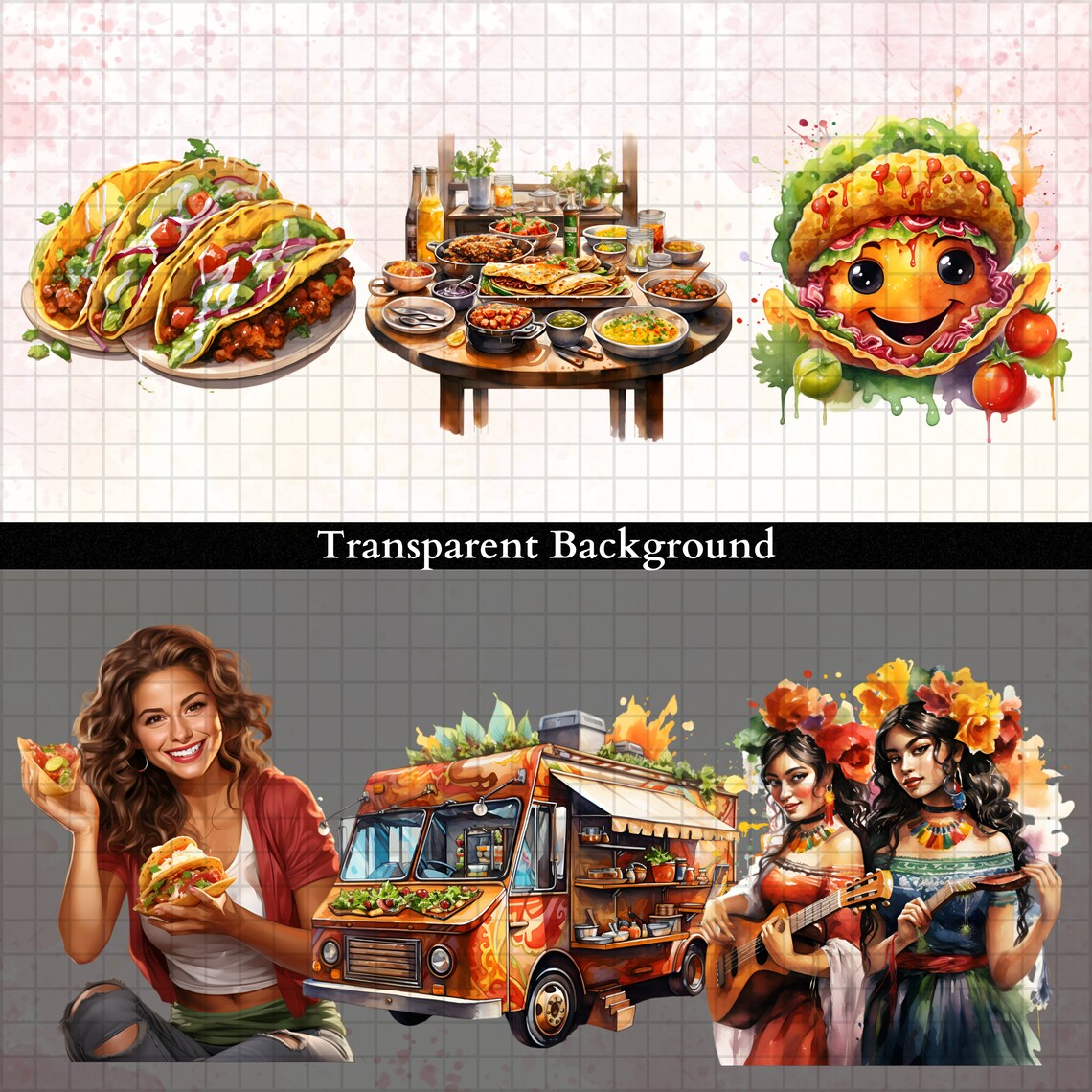 Taco Tuesday Clipart Taco Clipart Mexican Food Mexican - Etsy