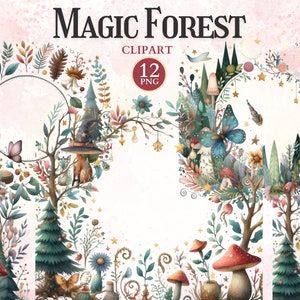 Magic Forest Frame Clipart, Printable Greenery Frame Png, Fantasy ...