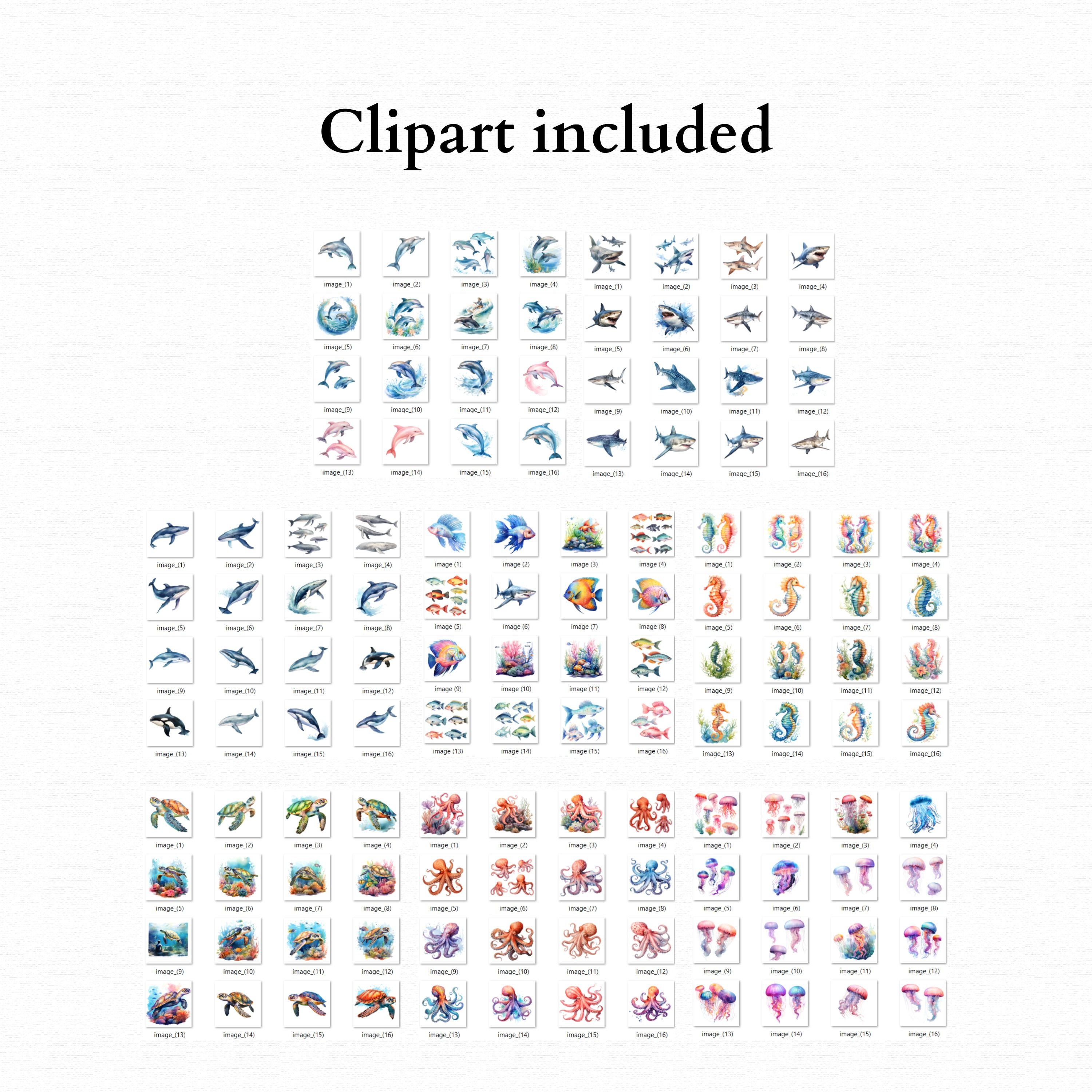 Sea Creatures Clipart Bundle, Fish Clipart, Fish Vector, Sea Animals ...