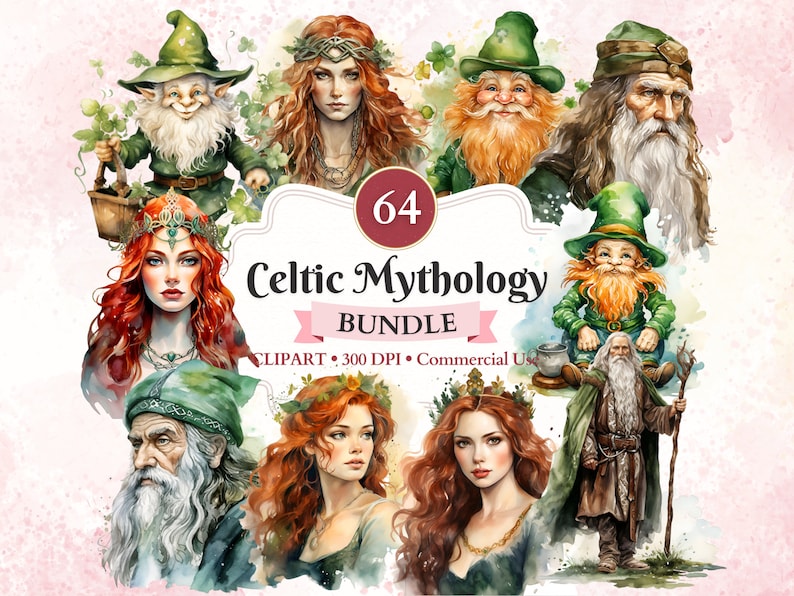 Celtic Mythology Clipart Bundle, Pagan Symbol, Pot of Gold, Irish, St ...