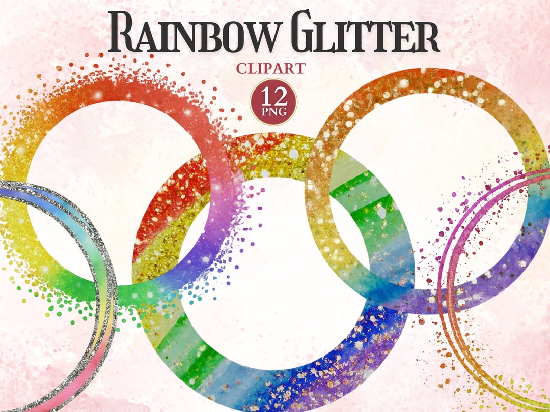Rainbow Glitter Frame Clipart, Printable Gold Photo Frames Png, Picture ...