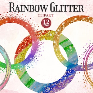 Rainbow Glitter Frame Clipart, Printable Gold Photo Frames Png, Picture ...