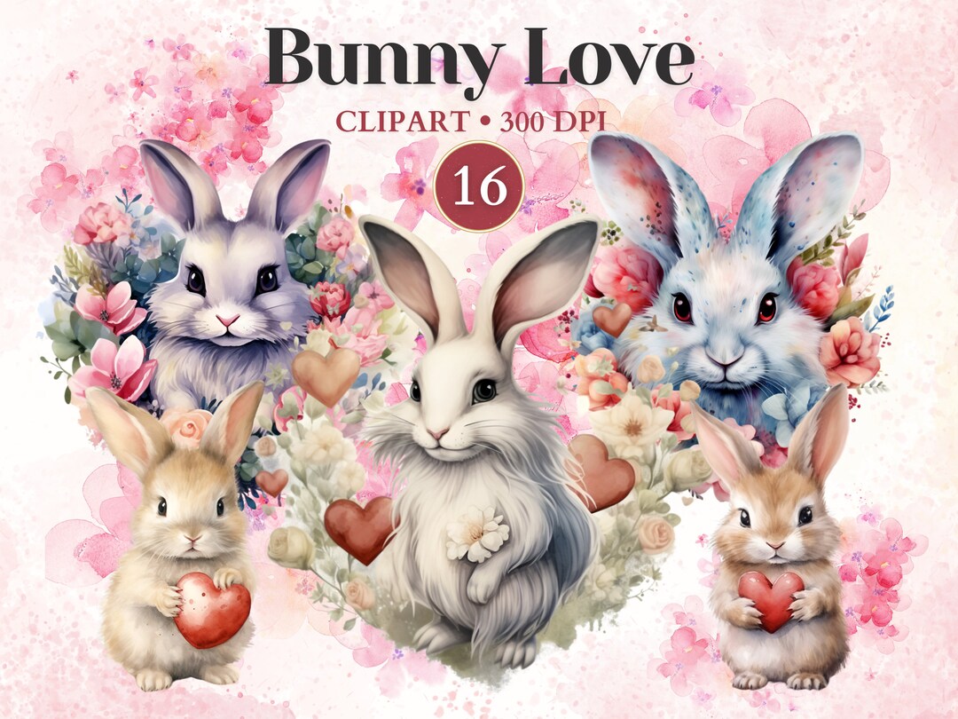 Easter Bunny Love Clipart, Cute Bunny Graphics, Easter Rabbit Png ...