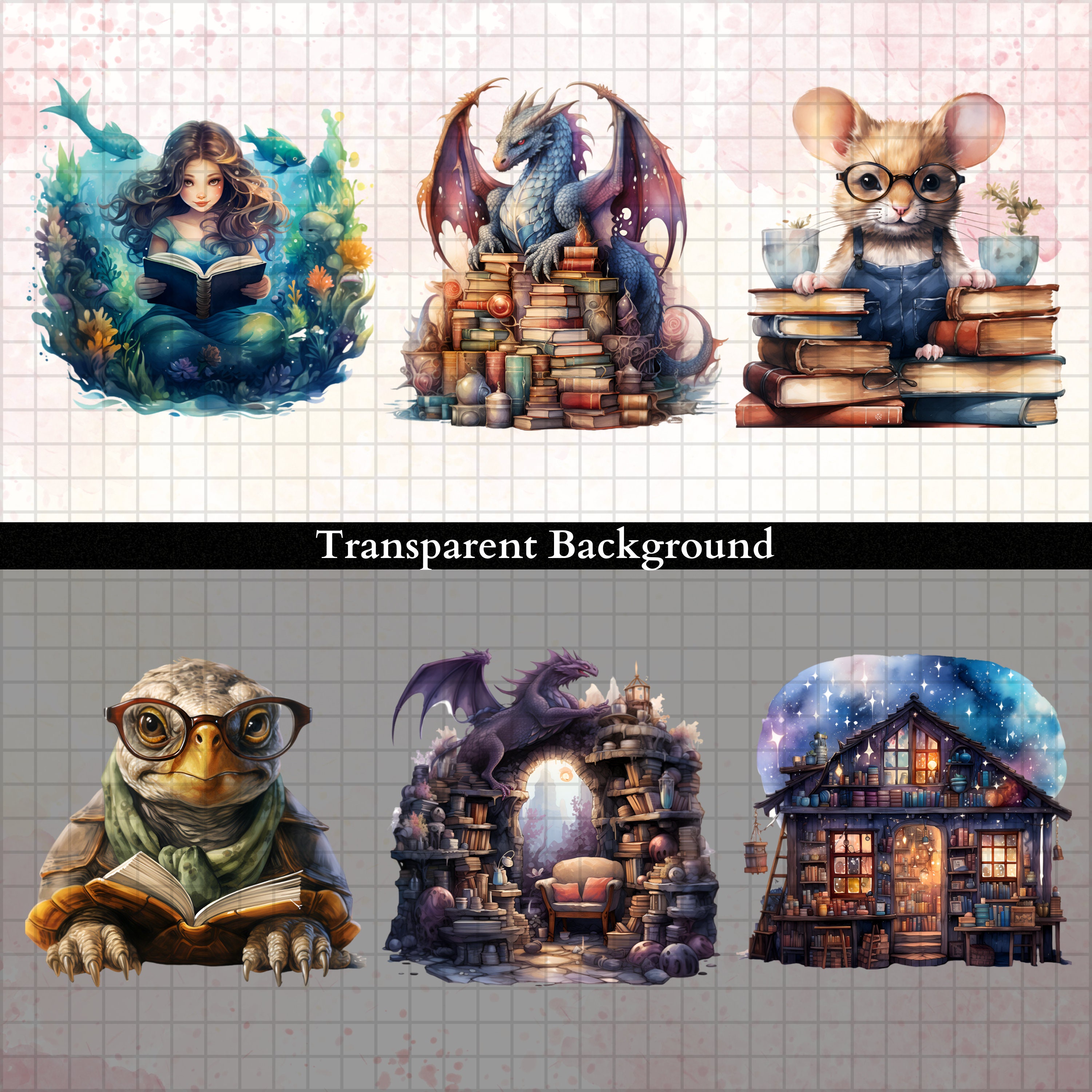 Magic Reading Clipart Bundle Book Lovers Magic Books - Etsy