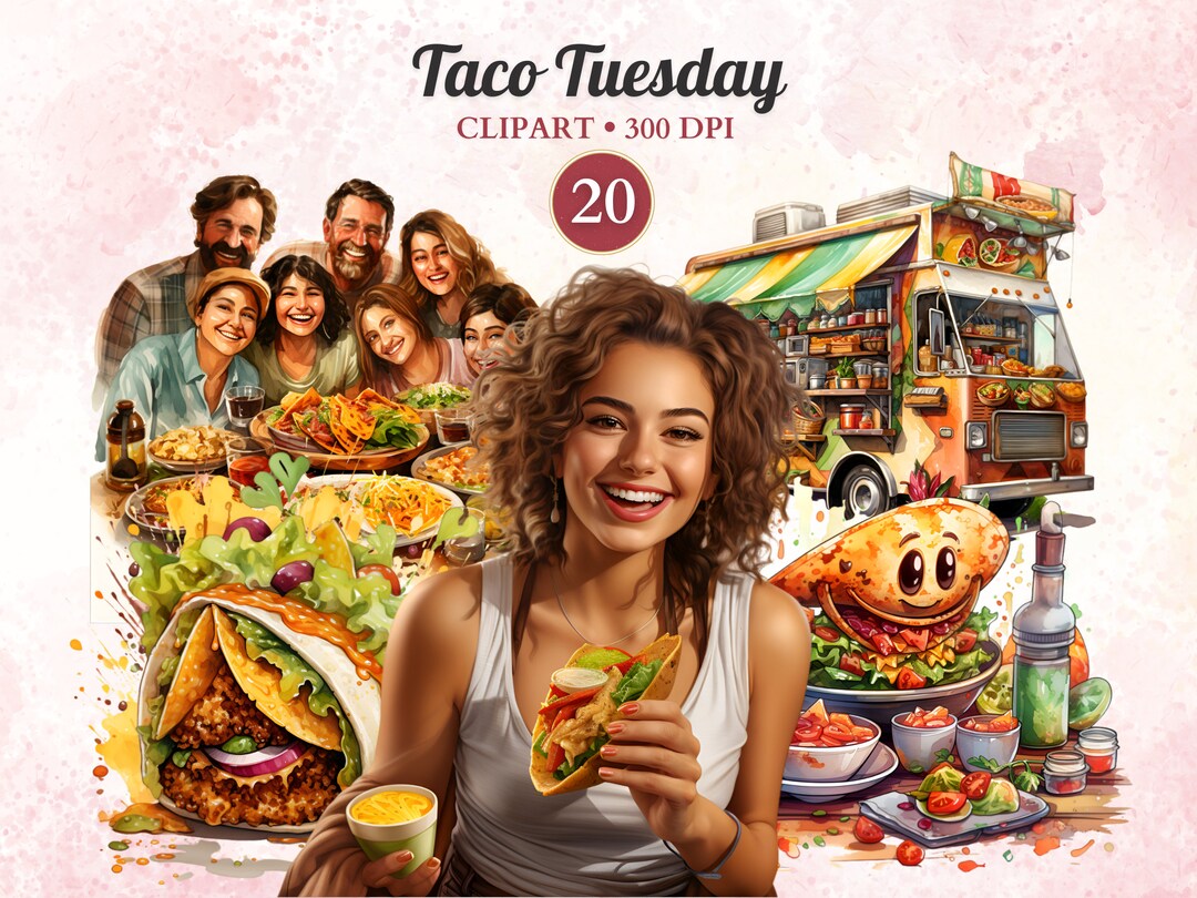 Taco Tuesday Clipart, Taco Clipart, Mexican Food, Mexican Fiesta, Cinco ...