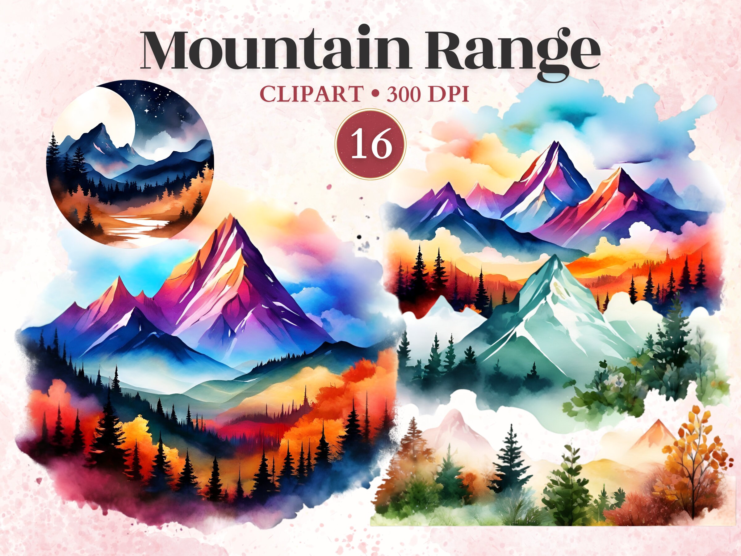Mountain Range Clipart, Mountain Silhouette, Trail Vector Art ...