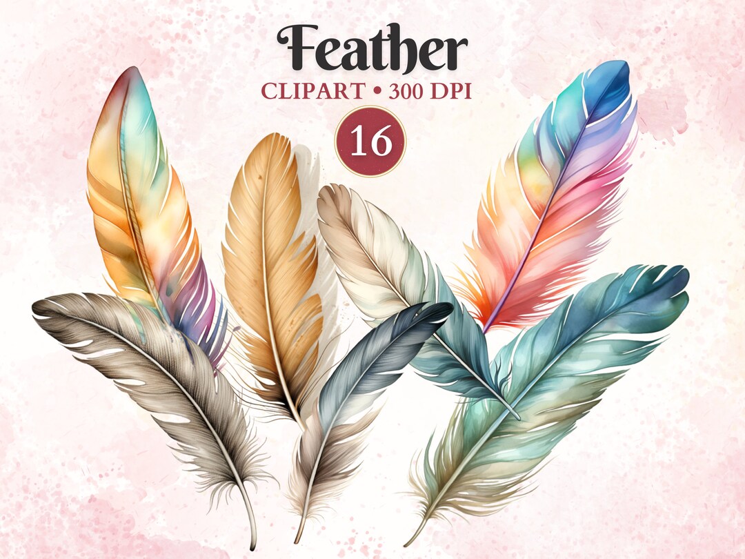 Feather Clipart, Feather Png, Peacock Feather, Bird Feather, Watercolor ...
