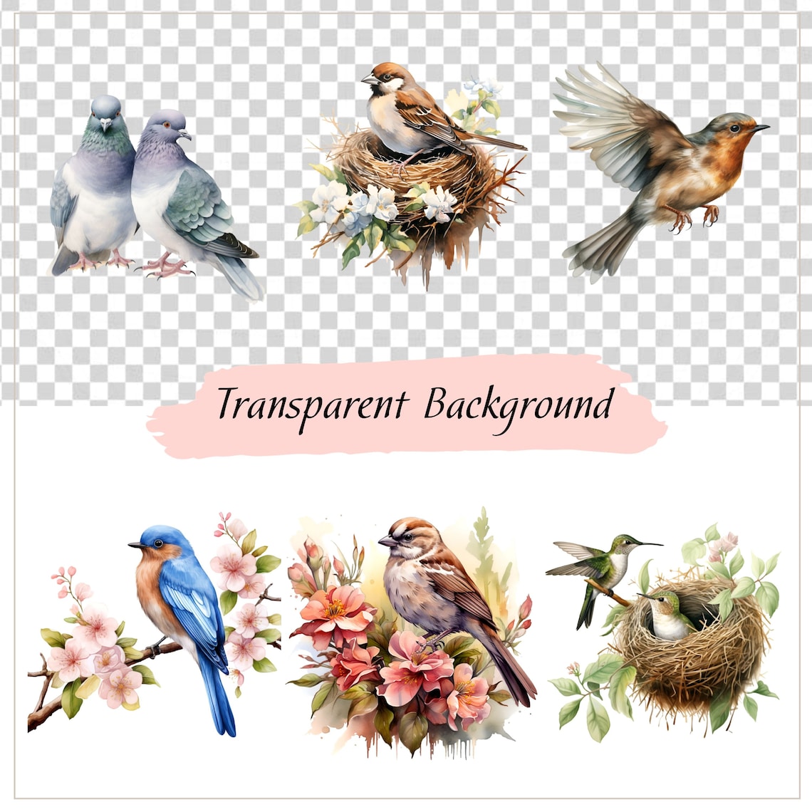 Birds Clipart Bundle, Bird Png, Bird Silhouette, Bird Vector, Nature ...