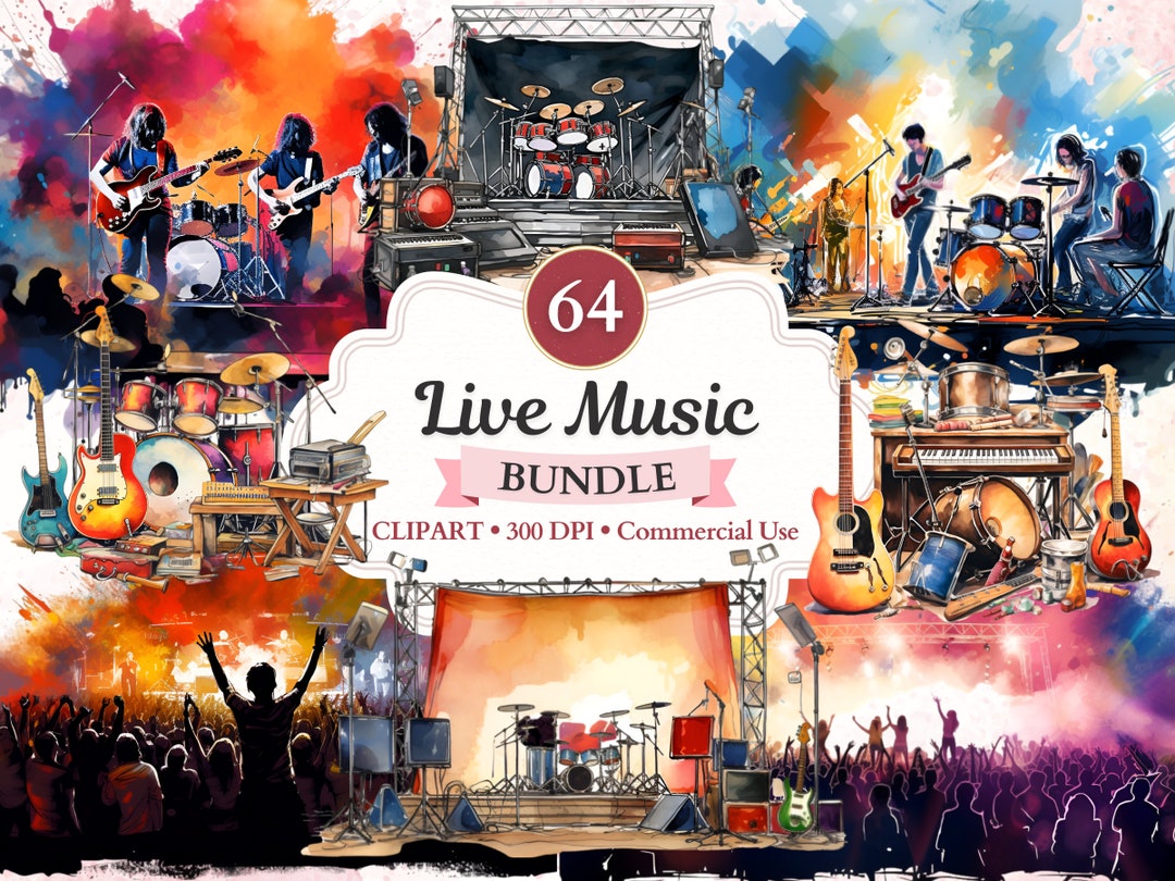 Live Music Clipart Bundle, Concert Png, Stage, Audience, Band Png ...