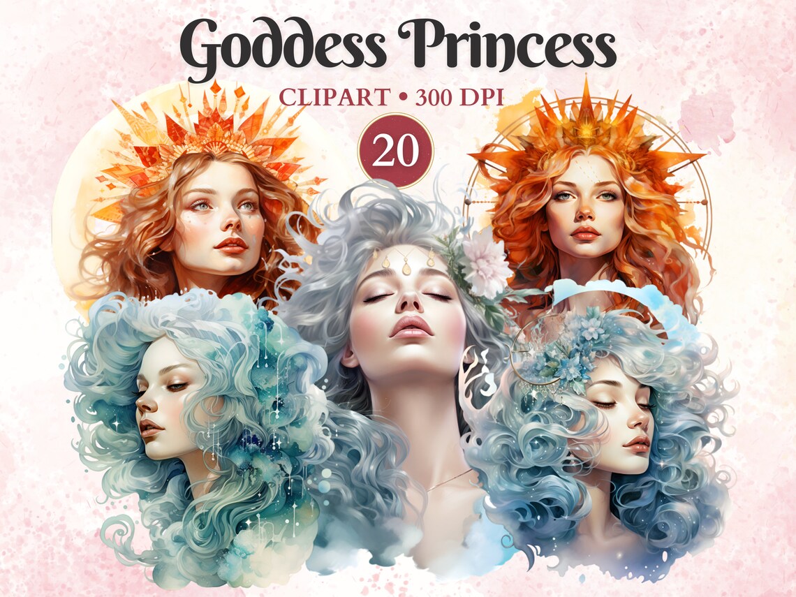 Goddess Princess Clipart, Whimsical Wonder, Mythical Goddess, Divine ...