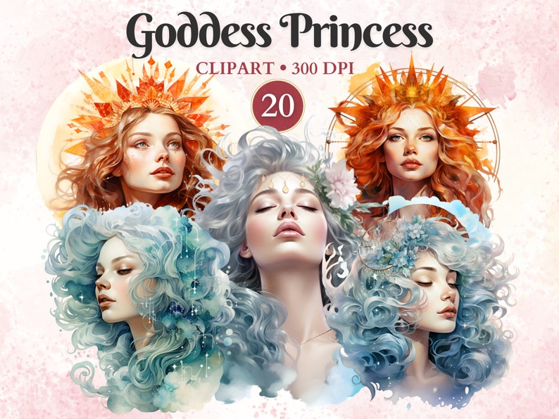 Goddess Princess Clipart, Whimsical Wonder, Mythical Goddess, Divine ...