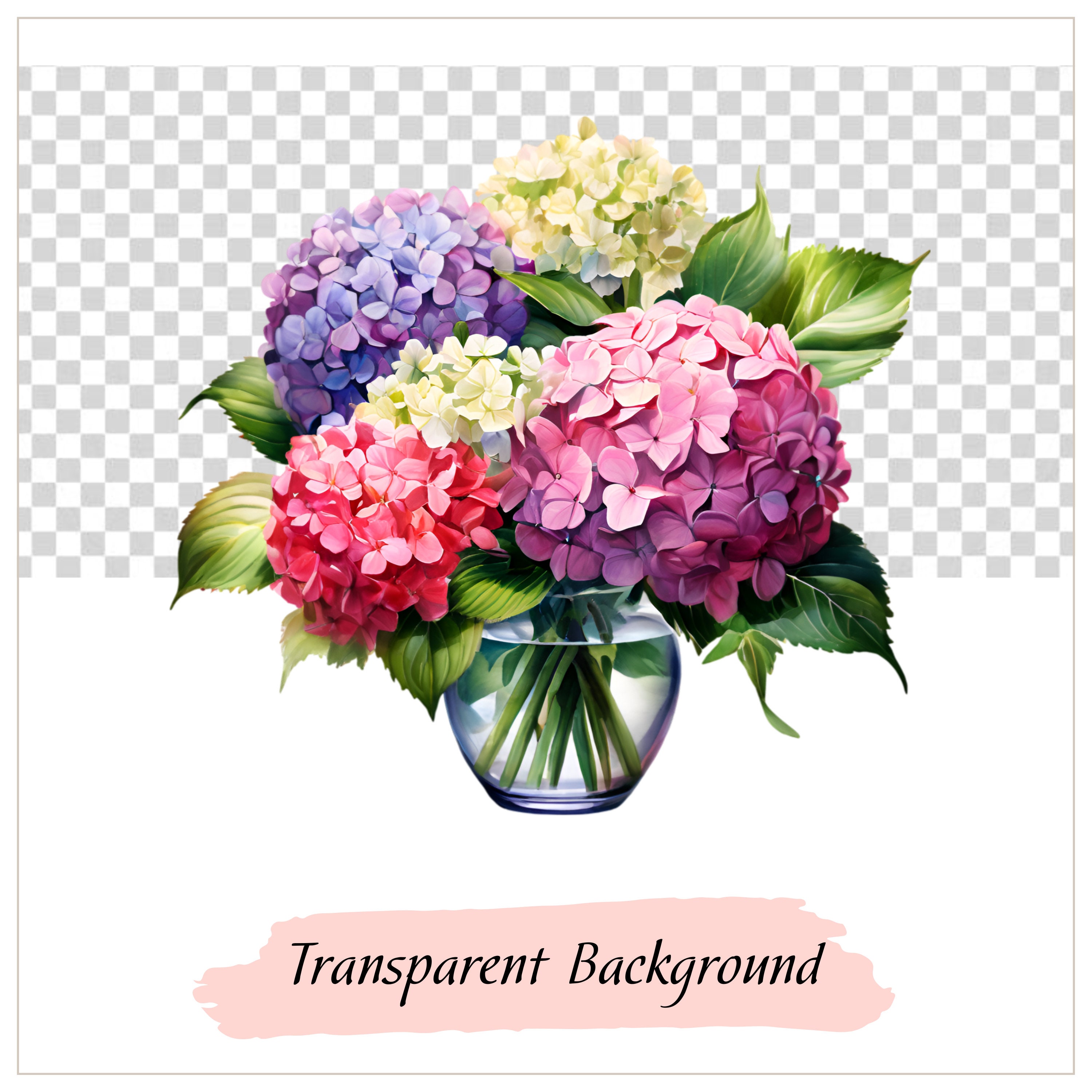 Hydrangea Clipart, Watercolor Hydrangea, Garden Graphics, Flower Vector ...