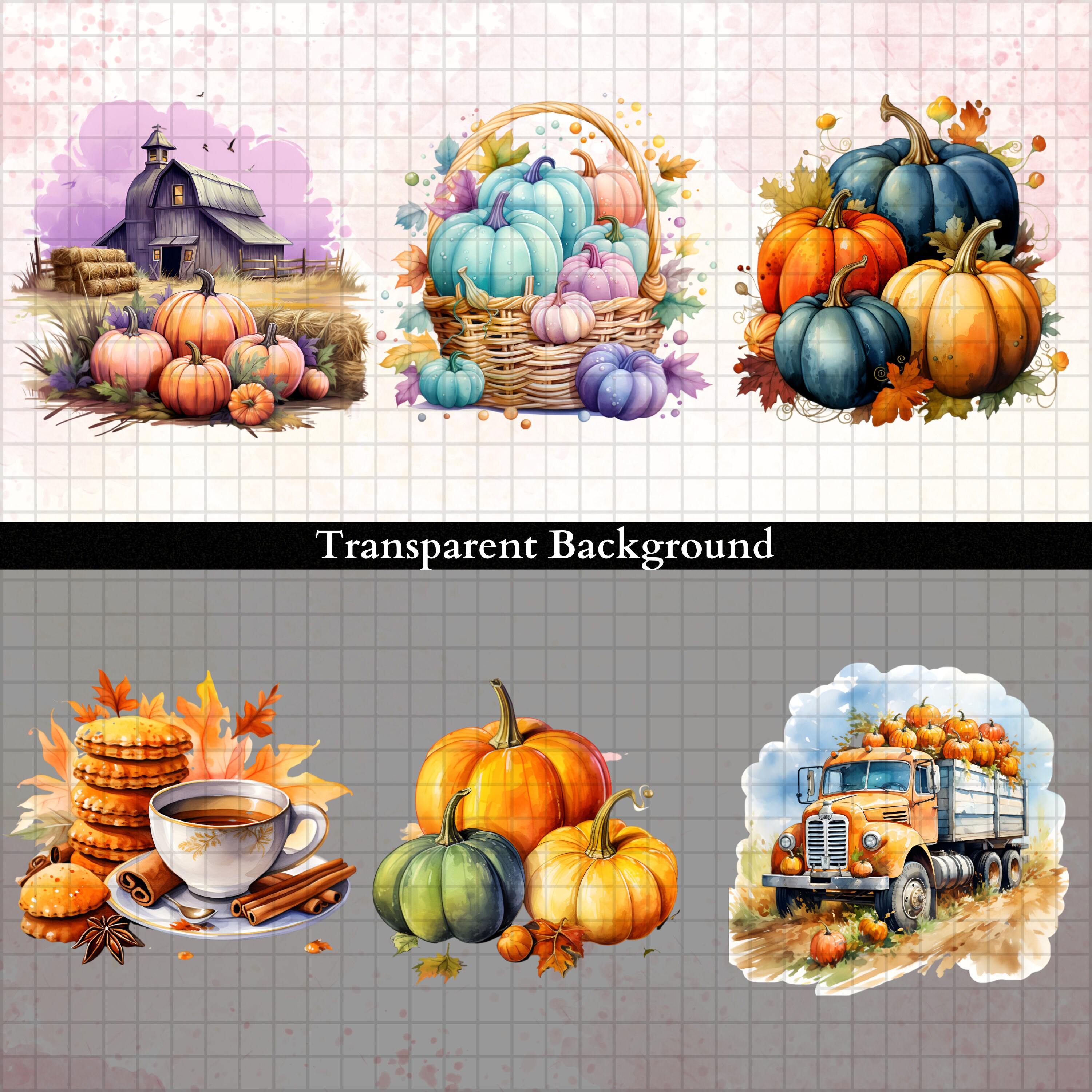 Autumn Pumpkin Clipart Bundle, Harvest Clipart, Countryside Life ...
