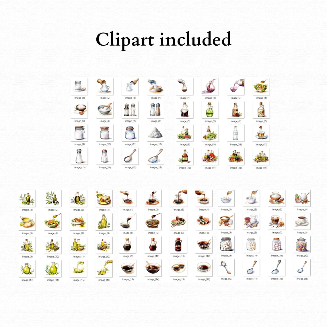 Condiment Clipart Bundle, Cooking Clipart, Sauce, Olive Oil, Vinegar ...