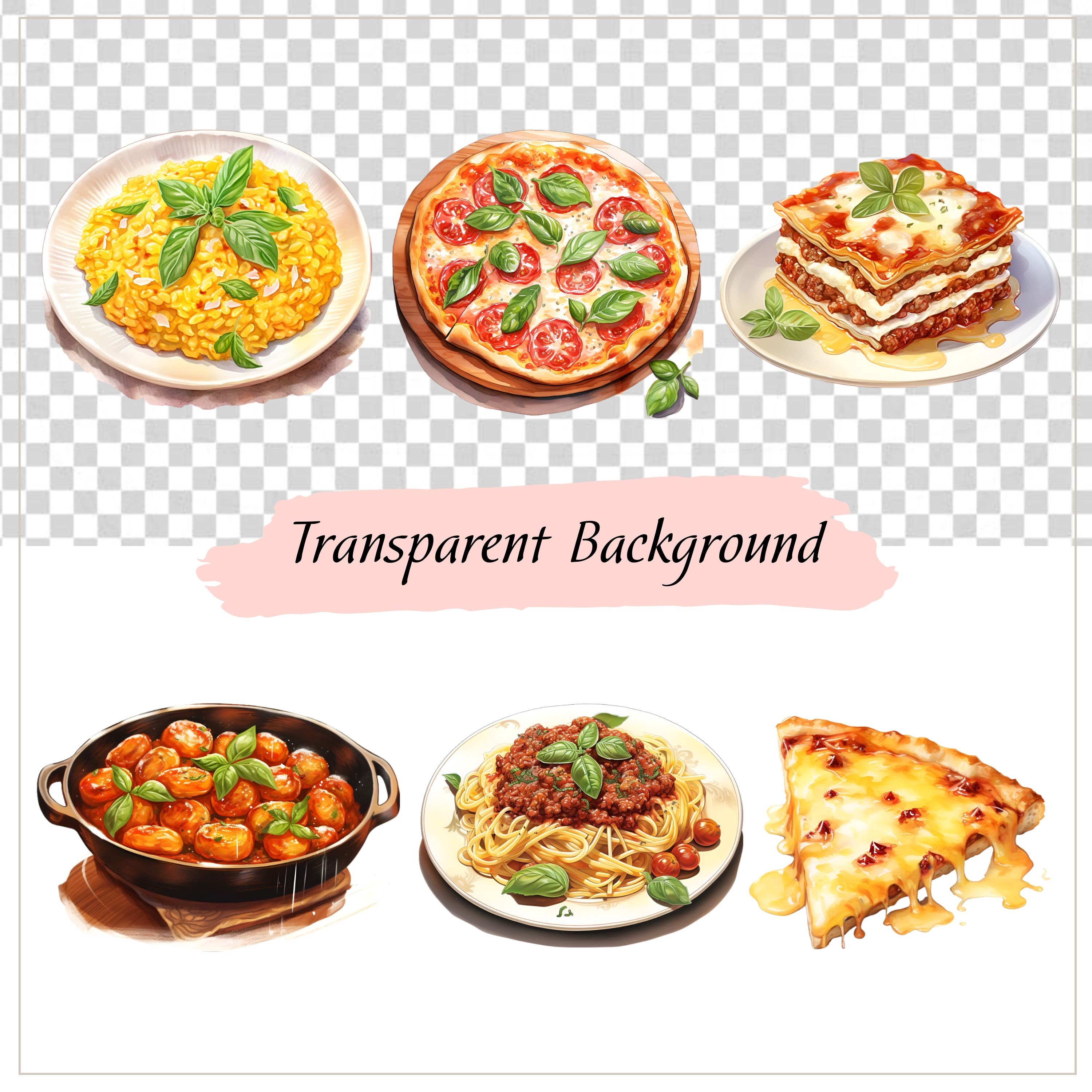 Italian Food Clipart Bundle Pasta Clipart Spaghetti Wine - Etsy