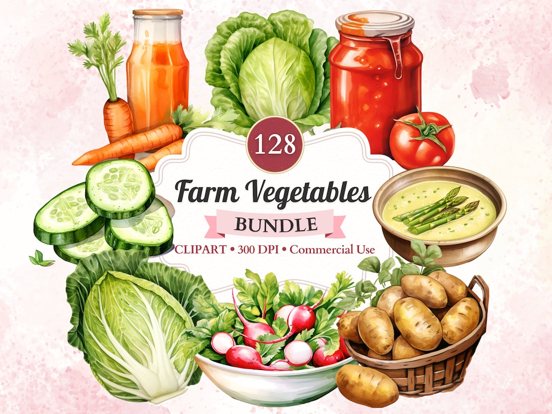 Farm Vegetables Clipart Bundle, Healthy Food Png, Veggie, Vegan, Salad ...
