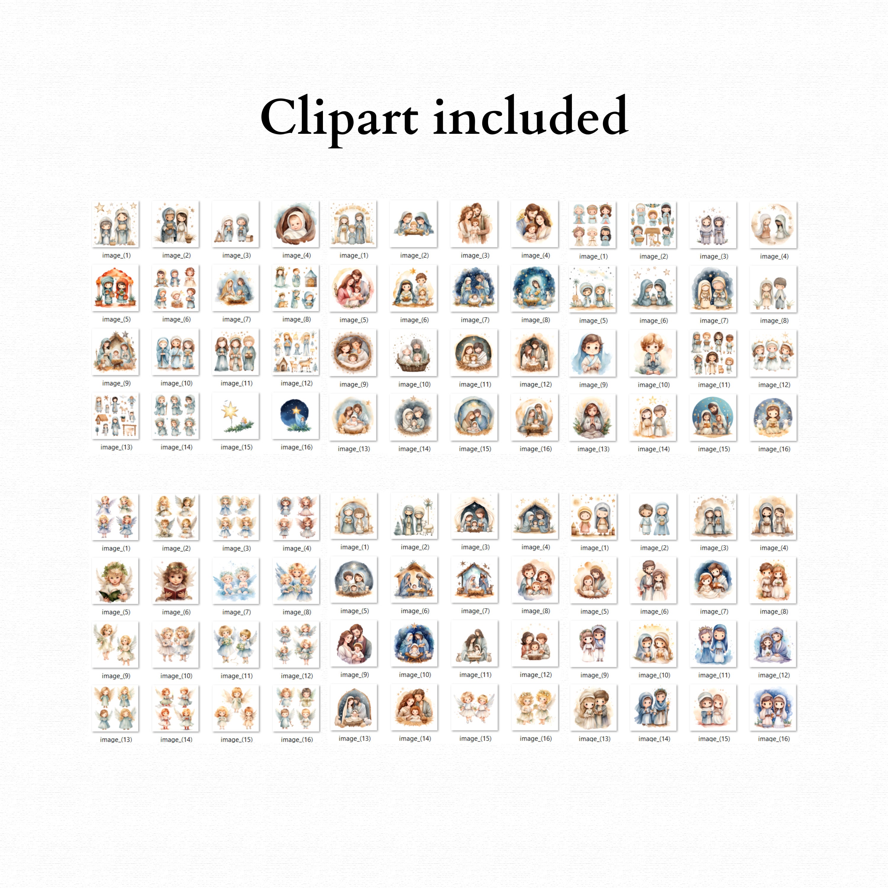 Nativity Clipart Bundle, Manger Scene, Jesus, Mary and Joseph, Holy ...