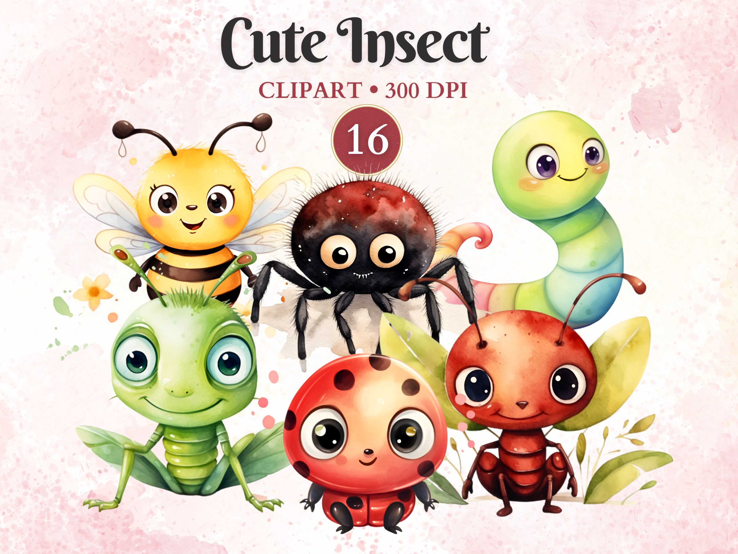 Cute Insect Clipart Kawaii Animal Insect Clipart - Etsy