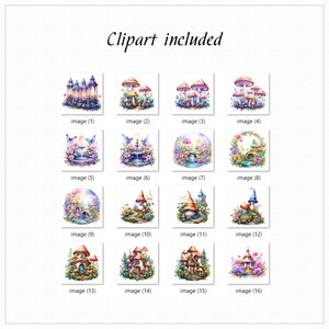 Fairy Garden Clipart, Gnome Clipart, Enchanted Forest, Flower Vector ...