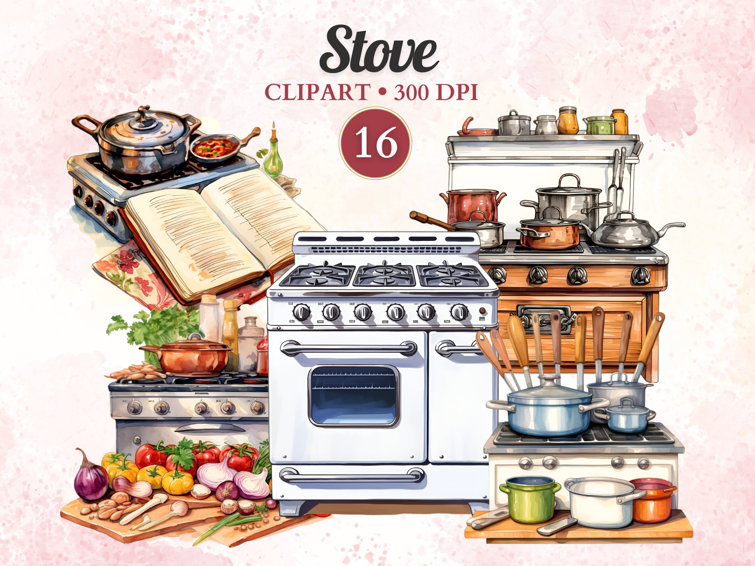 Stove Clipart Stove Vector Cooker Clipart Kitchen - Etsy