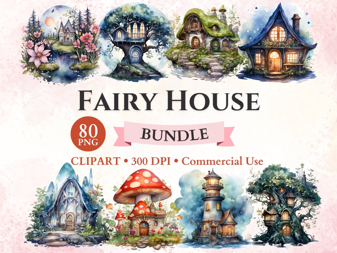 Fantasy House Clipart Bundle, Fairy House Clipart, Magic Cottage ...