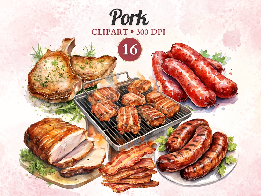 Pork Clipart, Meat Clipart, Grill Clipart, Meal Clipart, Bacon, Sausage ...