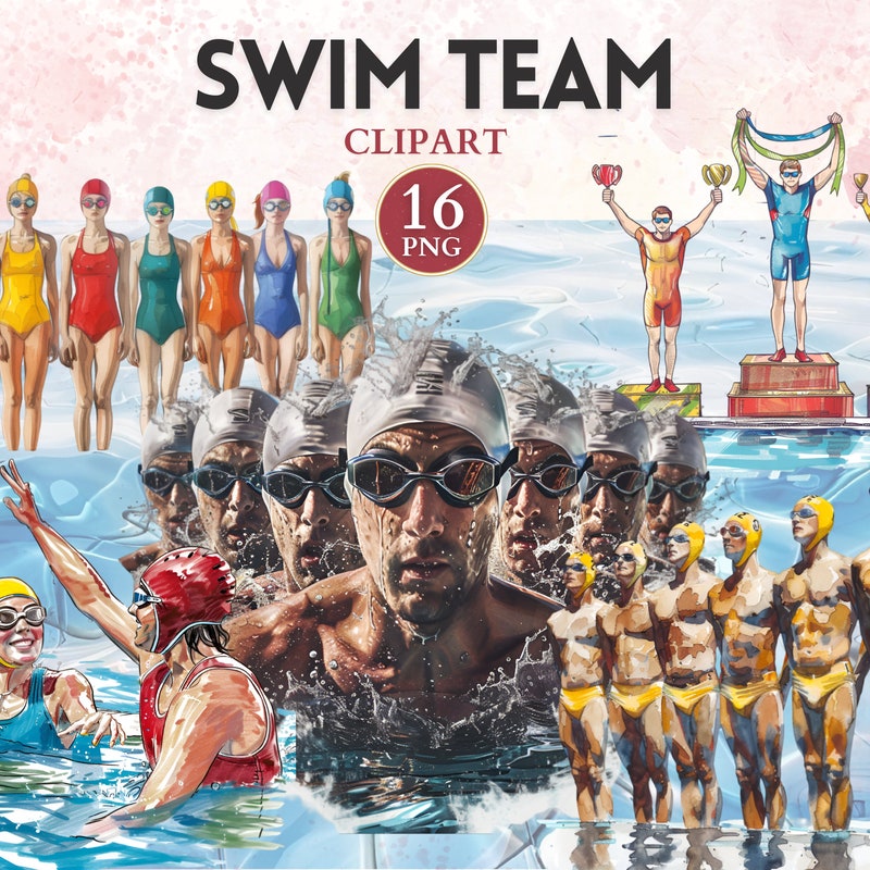 Swimming Clipart - Etsy