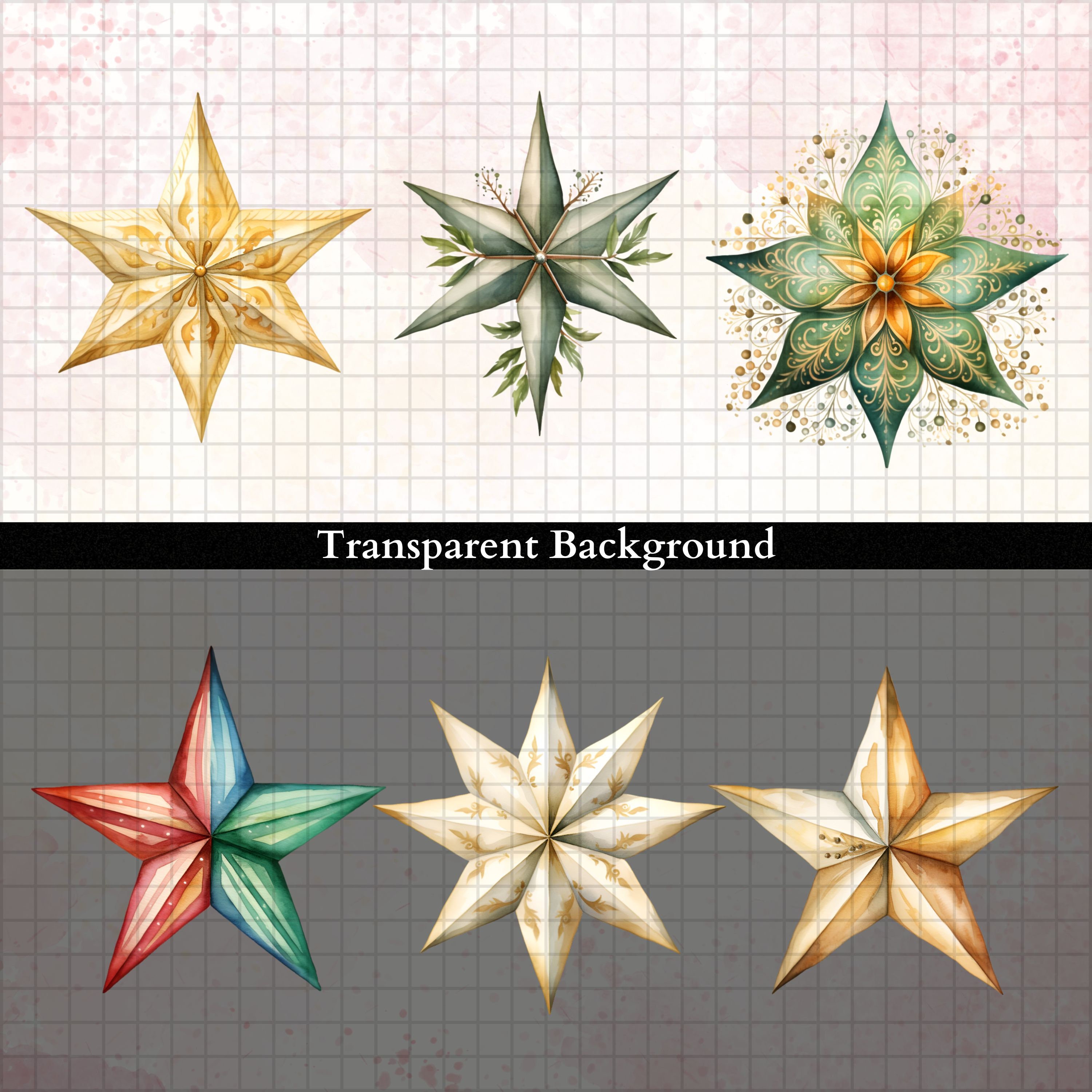 Christmas Star Clipart, Watercolor, Tree Png, Winter Clipart, Xmas ...