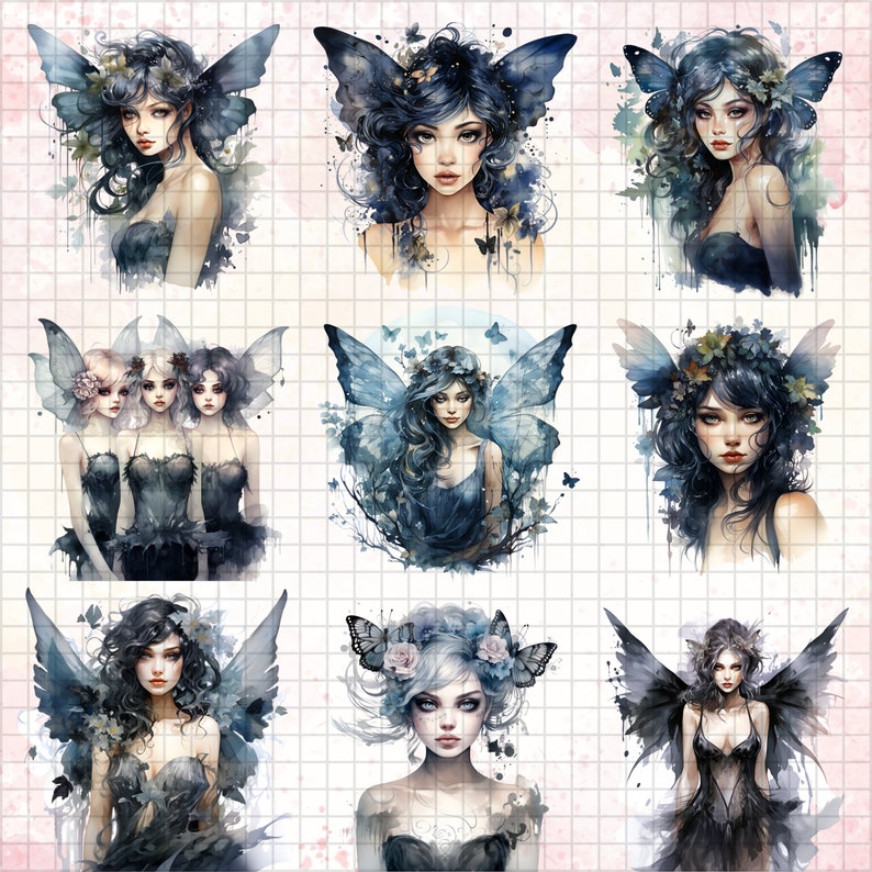 Gothic Pixies Clipart, Pixie Clipart, Fairy Png, Gothic Fairy, Gothic ...