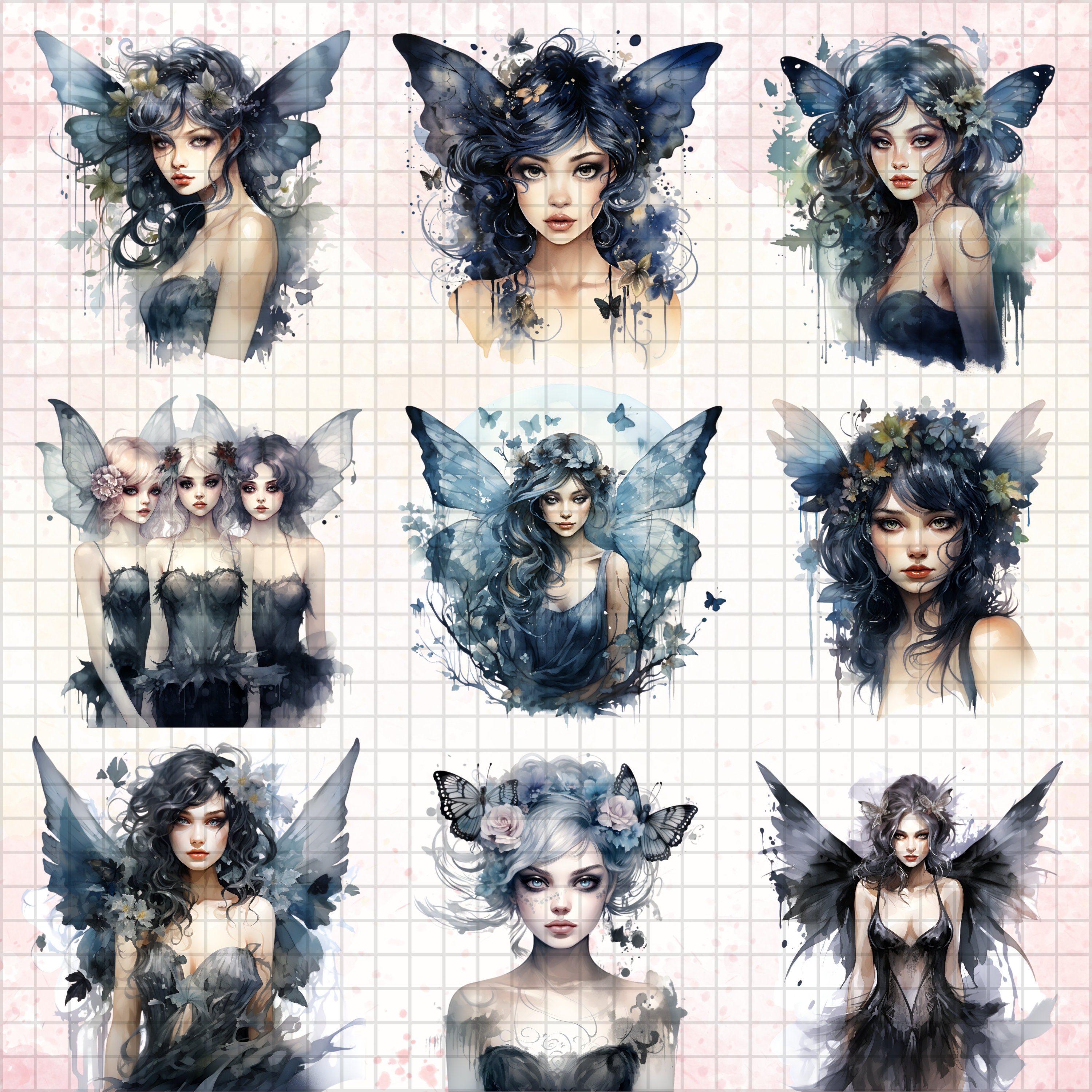Gothic Pixies Clipart, Pixie Clipart, Fairy Png, Gothic Fairy, Gothic ...