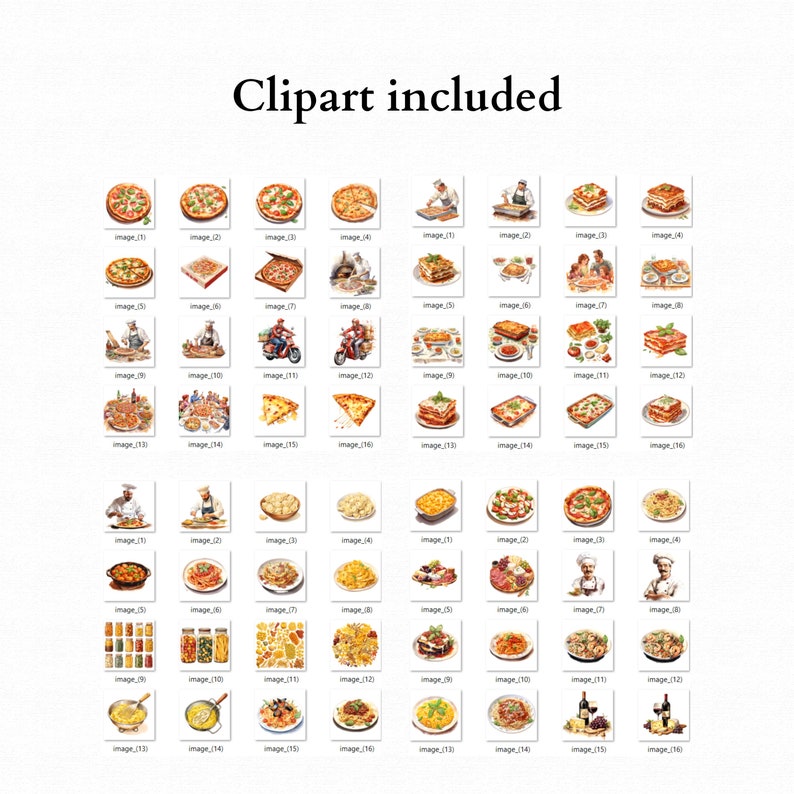 Italian Food Clipart Bundle Pasta Clipart Spaghetti Wine - Etsy