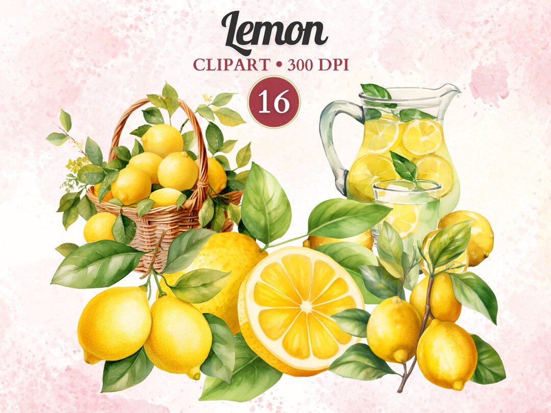 Lemon Clipart, Watercolor Citrus, Citrus Fruit Graphic, Watercolor ...