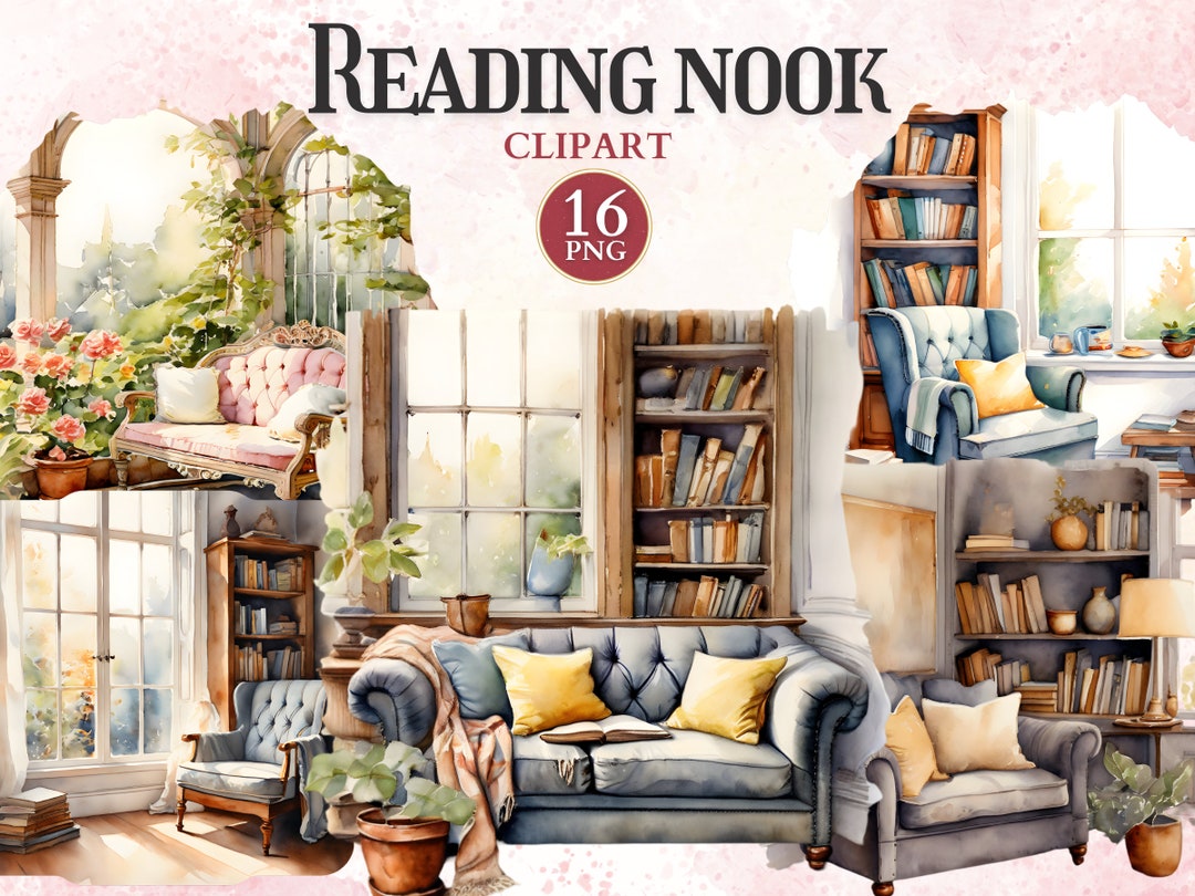 Reading Nook Clipart, Library Image, Bookish Png, Book Clipart, Book ...