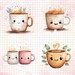 Kawaii Coffee Clipart, Watercolor, Cute Coffee Cup Clipart, Coffee Love ...