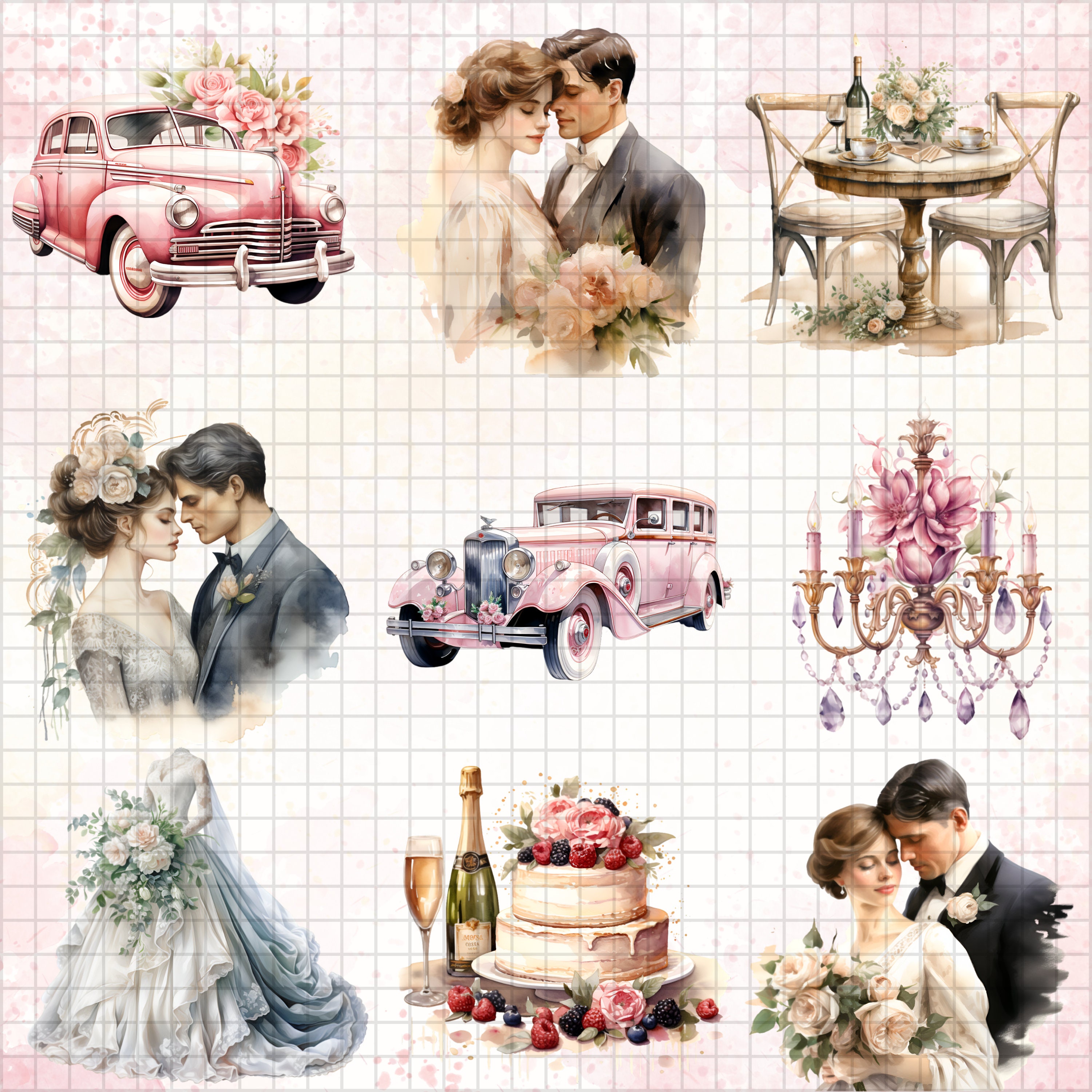 Vintage Wedding Clipart, Marriage Clipart, Romantic Clipart, Wedding ...