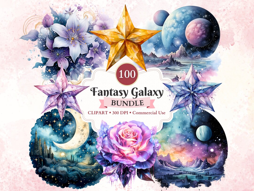 Fantasy Galaxy Clipart Bundle Set Magic Galaxy Moon Star - Etsy
