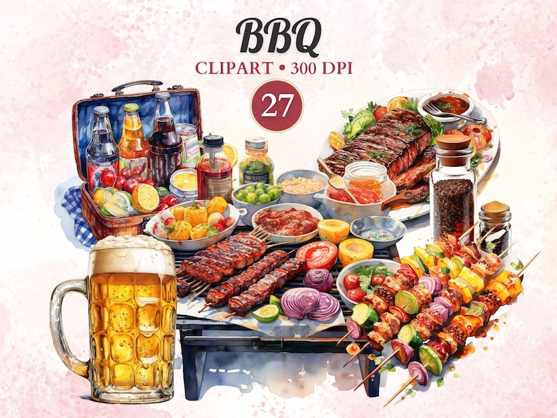 BBQ Clipart Barbecue Clipart Collection Picnic Clipart Bbq - Etsy