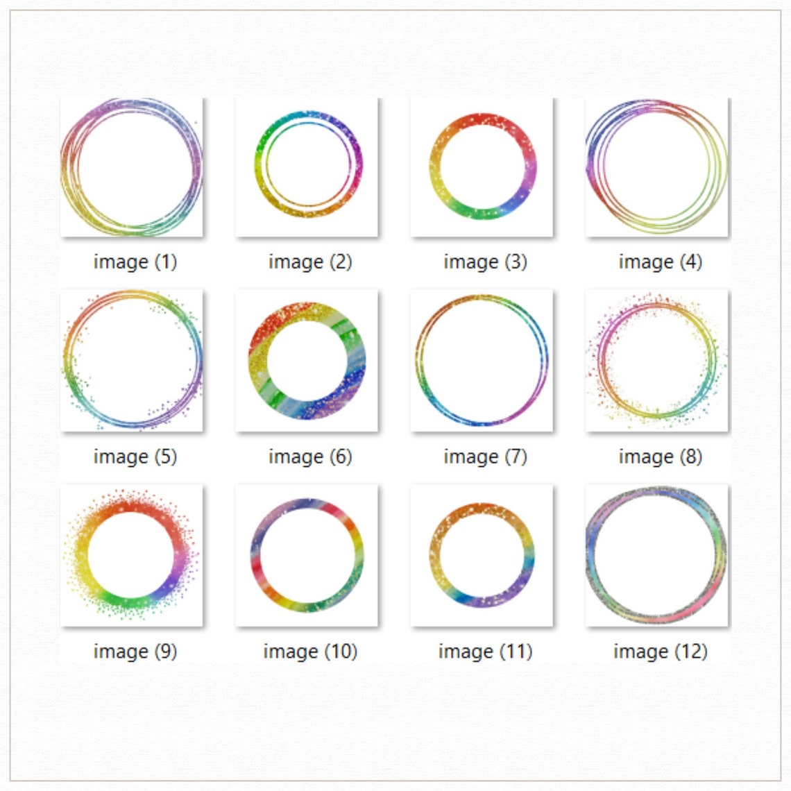 Rainbow Glitter Frame Clipart, Printable Gold Photo Frames Png, Picture ...