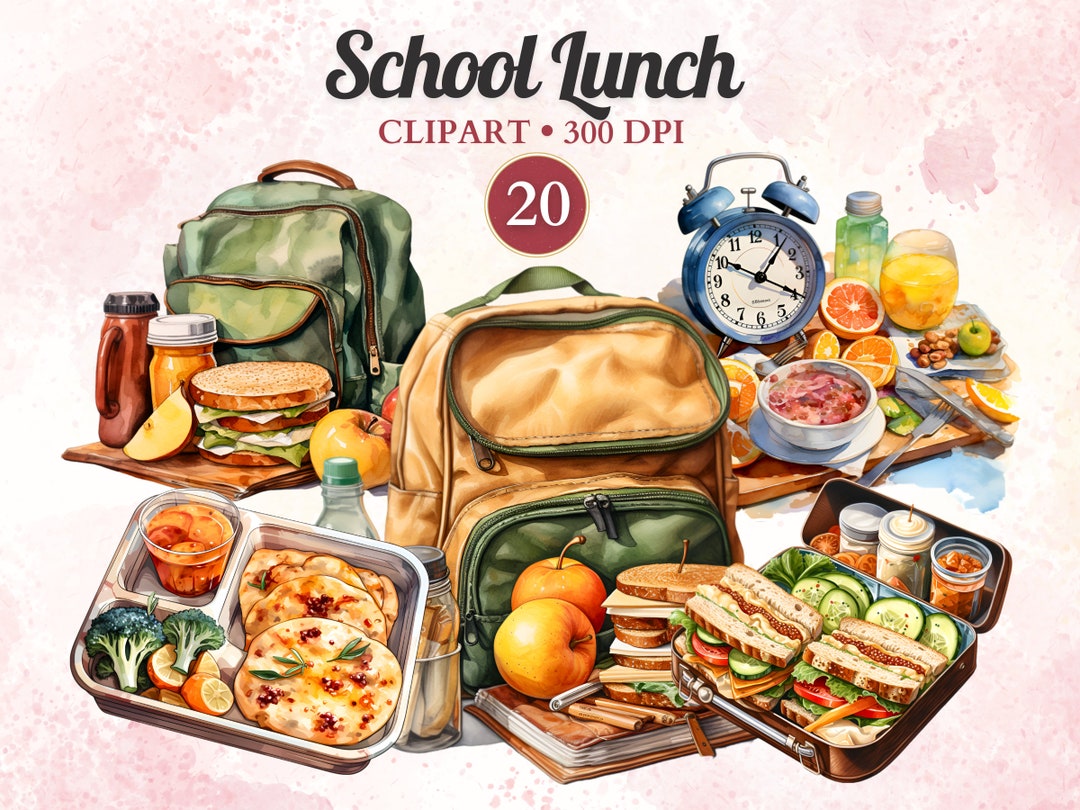 School Lunch Clipart, School Food Clipart, Child Food, Back to School ...