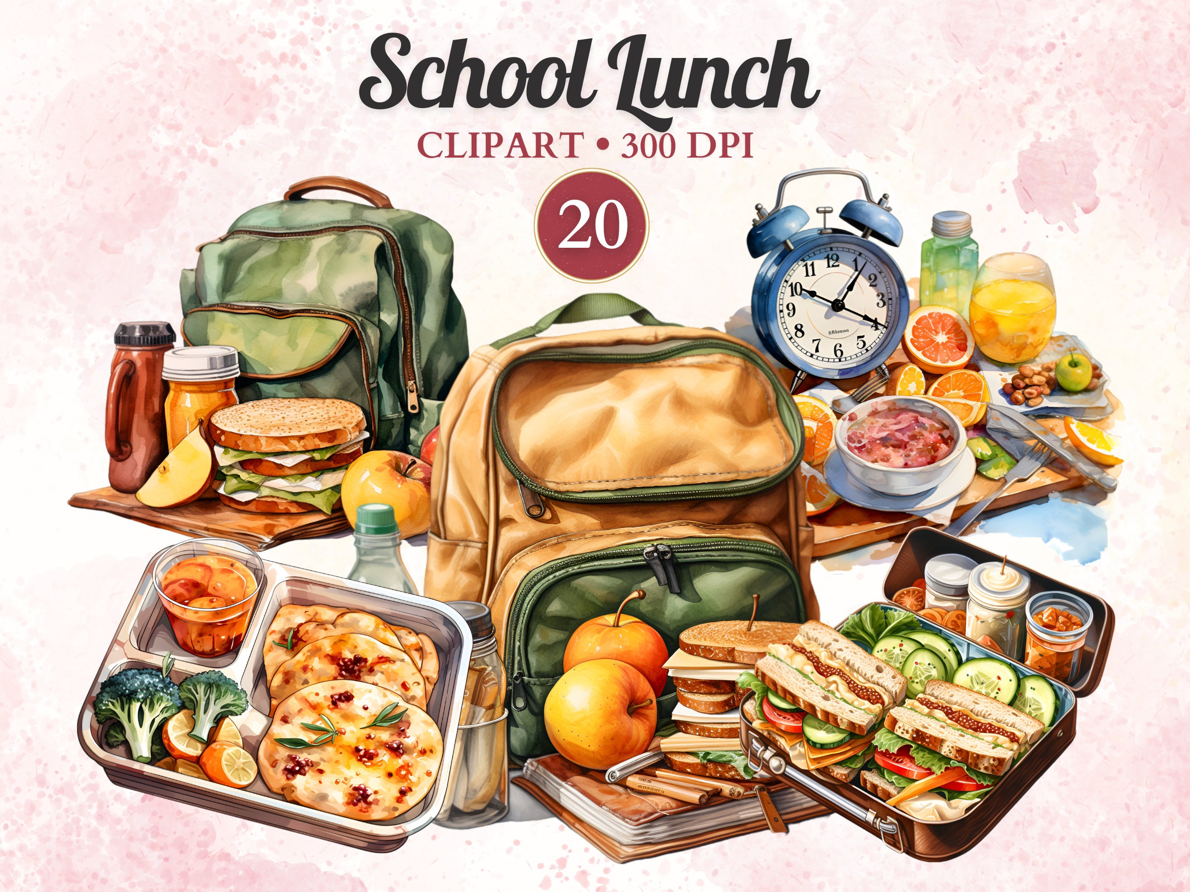 School Lunch Clipart School Food Clipart Child Food Back to - Etsy