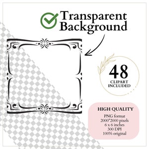 Geometric Frames Clipart, Printable Photo Frame Png, Ornate Picture ...